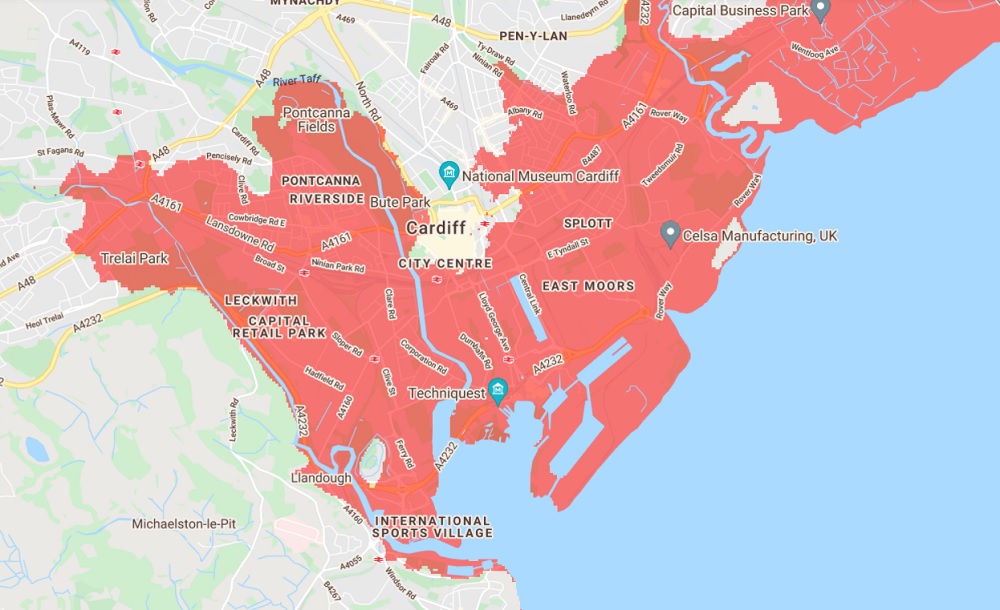 Updated climate change sea level risk map shows large parts of Wales flooded by 2050