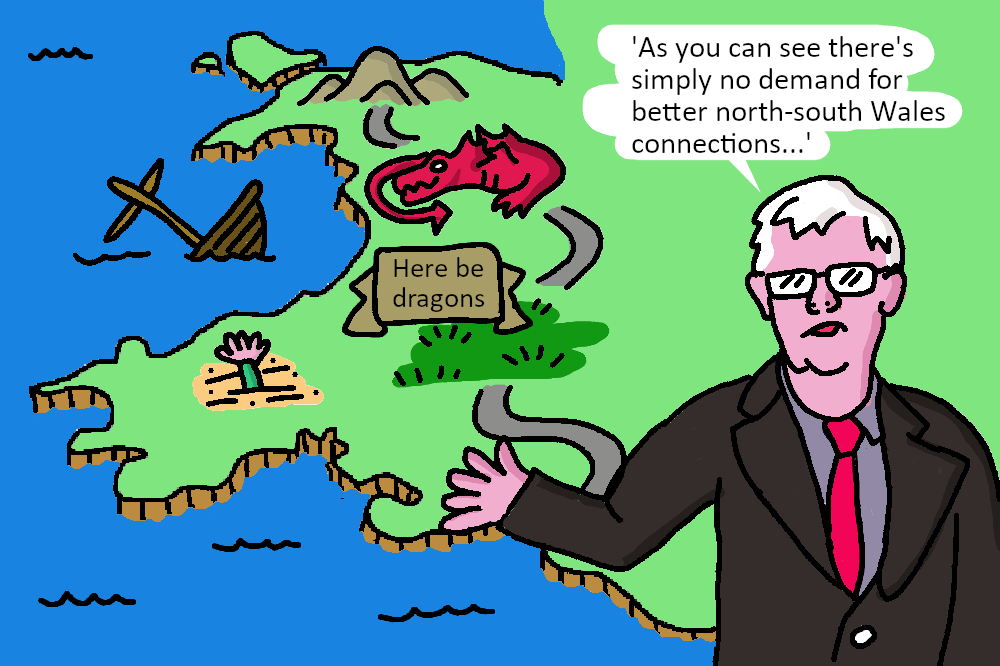 Cartoon: North to south Wales connections